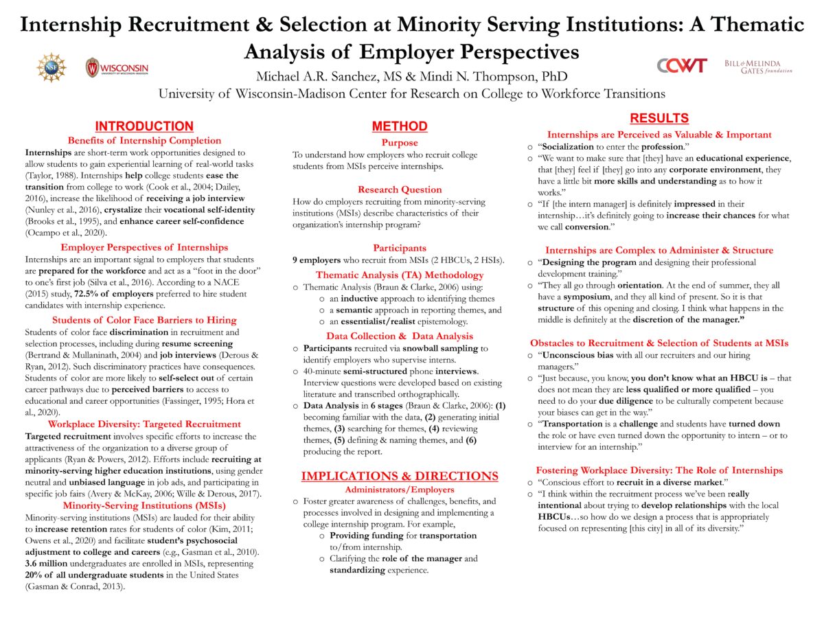 Posters and Presentations – CCWT – Center for Research on College ...