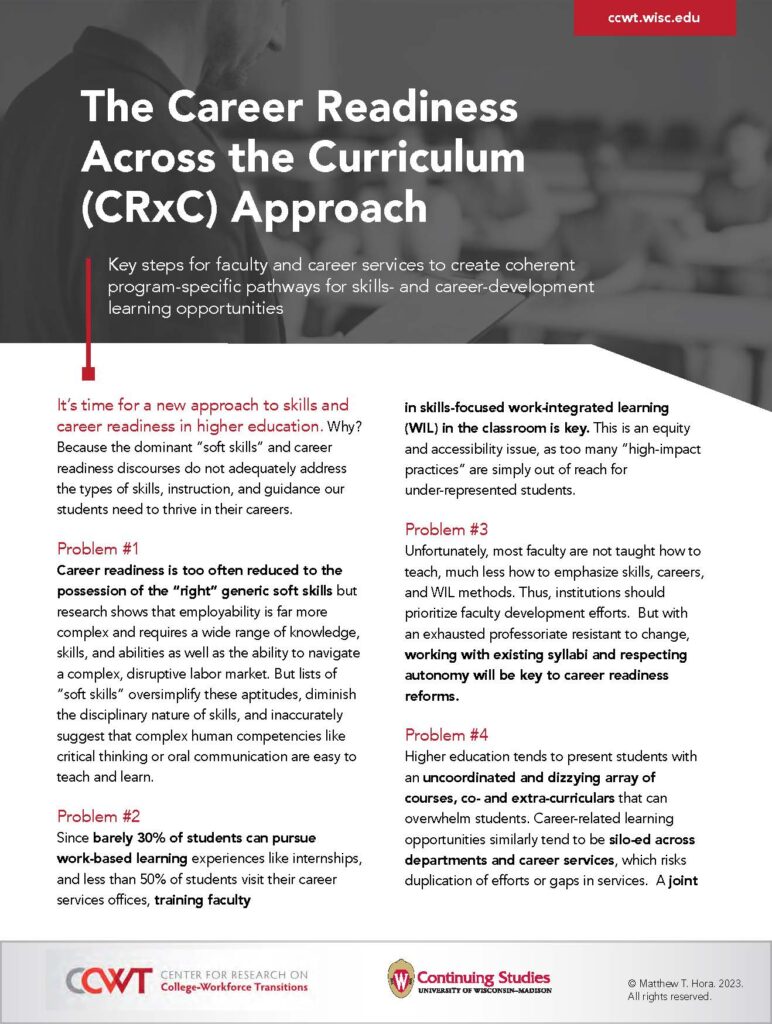 Career Readiness Across the Curriculum Workshops – CCWT – UW–Madison